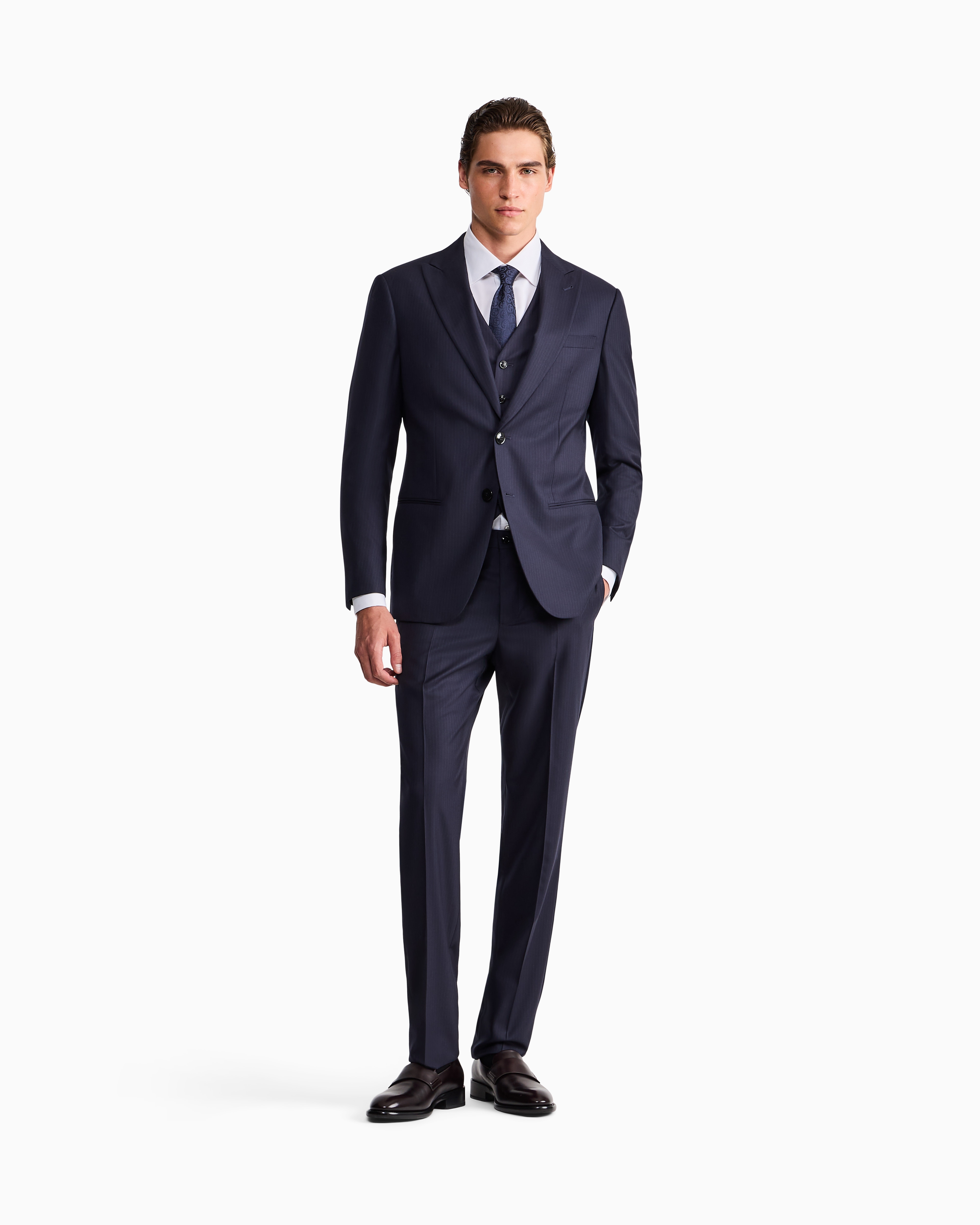 GIORGIO ARMANI Giorgio Armani Single-Breasted Pinstripe Vest in Pure Virgin Wool